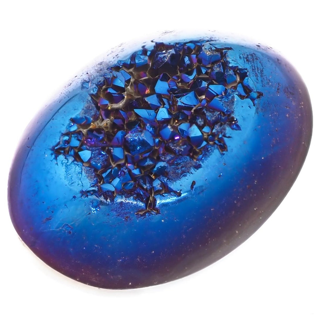 Oval Cobalt Blue Titanium Agate Druzy Drusy 25x18mm Cabochon Us Made, 1 ...