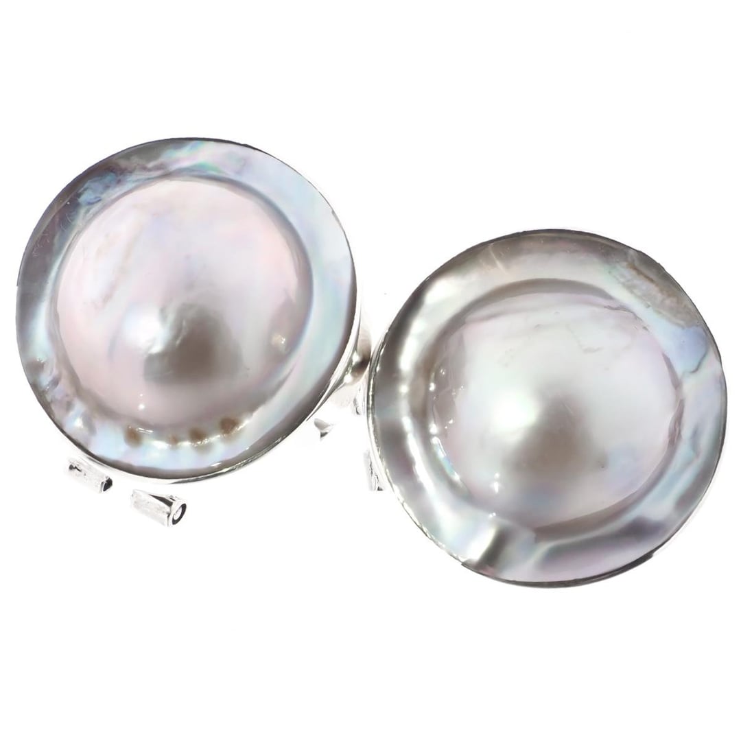 925 Sterling Silver Oyster Mabe Blister Pearl in Shell - Etsy