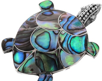 1 7/8 Paua Abalone Shell 925 Sterling Silver Turtle | Etsy