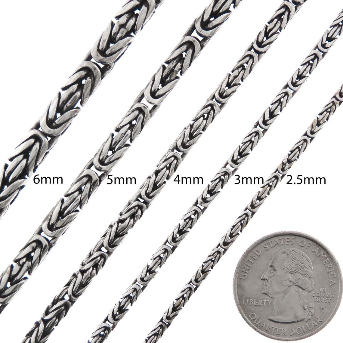 4mm Byzantine Handmade Solid 925 Sterling Silver Chain Necklace With ...