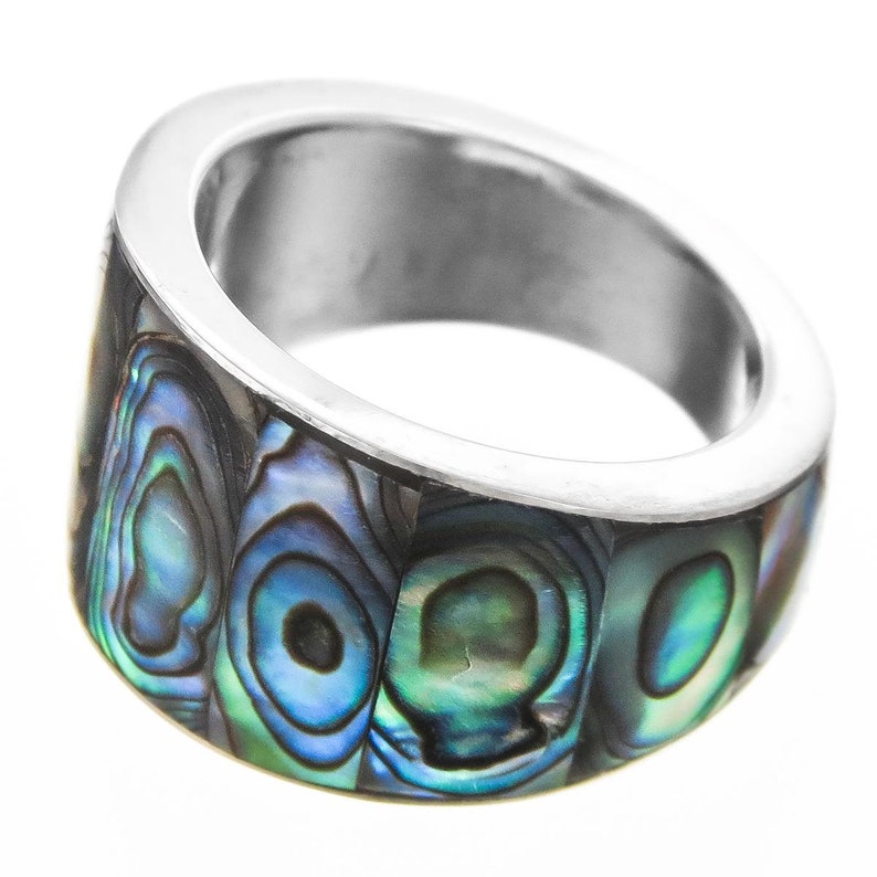Paua Abalone Shell 925 Sterling Silver Band Ring - Etsy