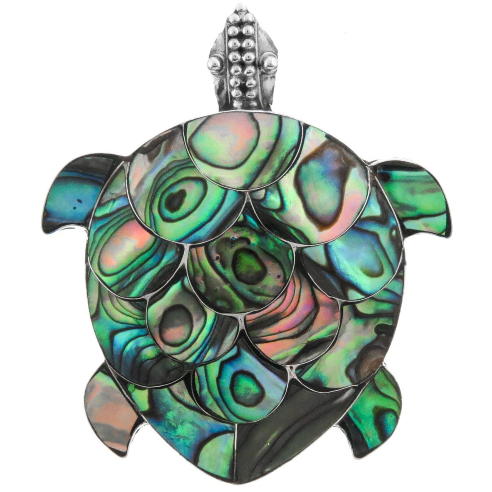 1 7/8" Paua Abalone Shell 925 Sterling Silver Turtle Pendant Brooch - Etsy