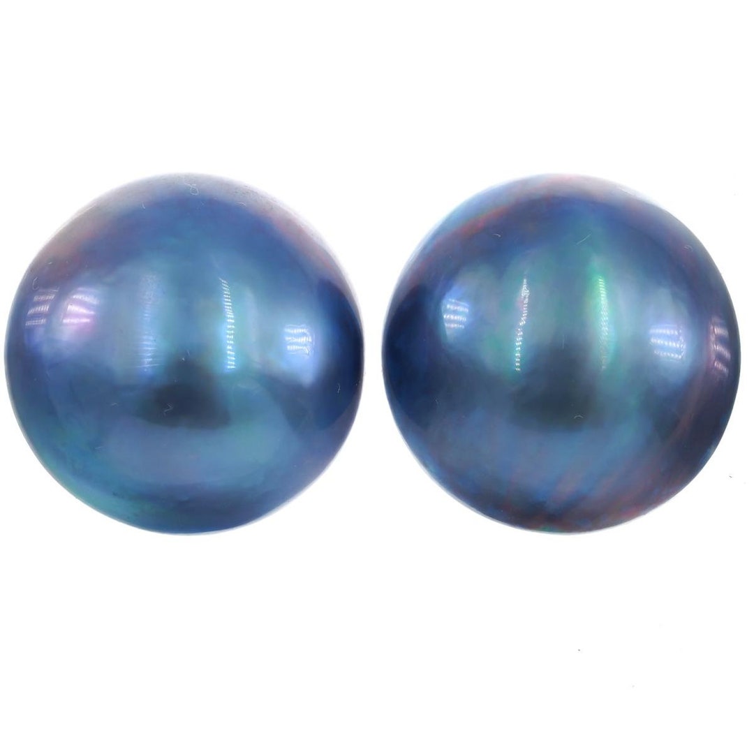 18mm Matched Pair Blue Grey Mabe Ocean Cultured Loose Aaa Jewelry-grade Pearl - Etsy