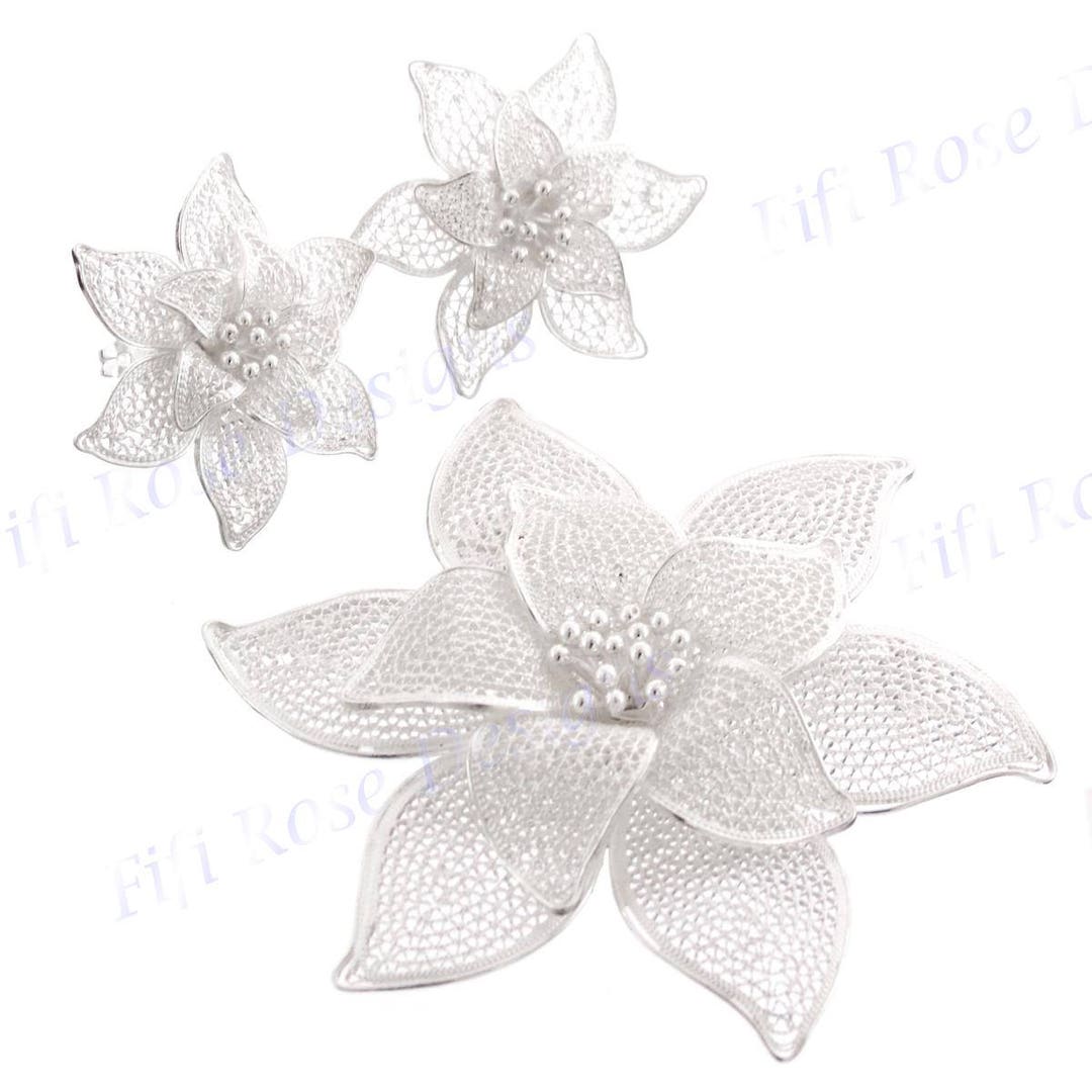 2 1/2 Handmade Filigree Flower 925 Sterling Silver - Etsy