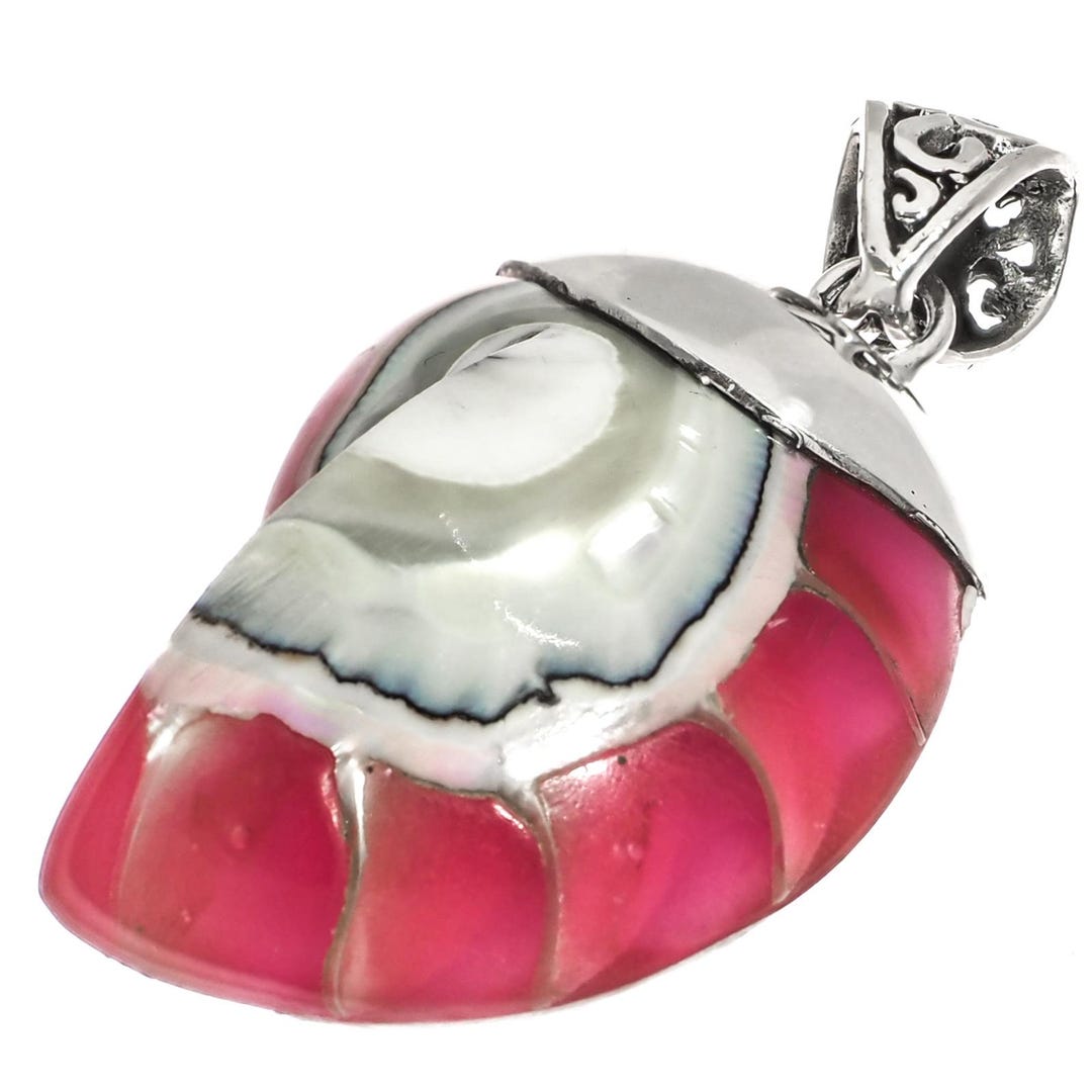 925 Sterling Silver Pink Iridescent Nautilus Shell in Sterling Pendant ...