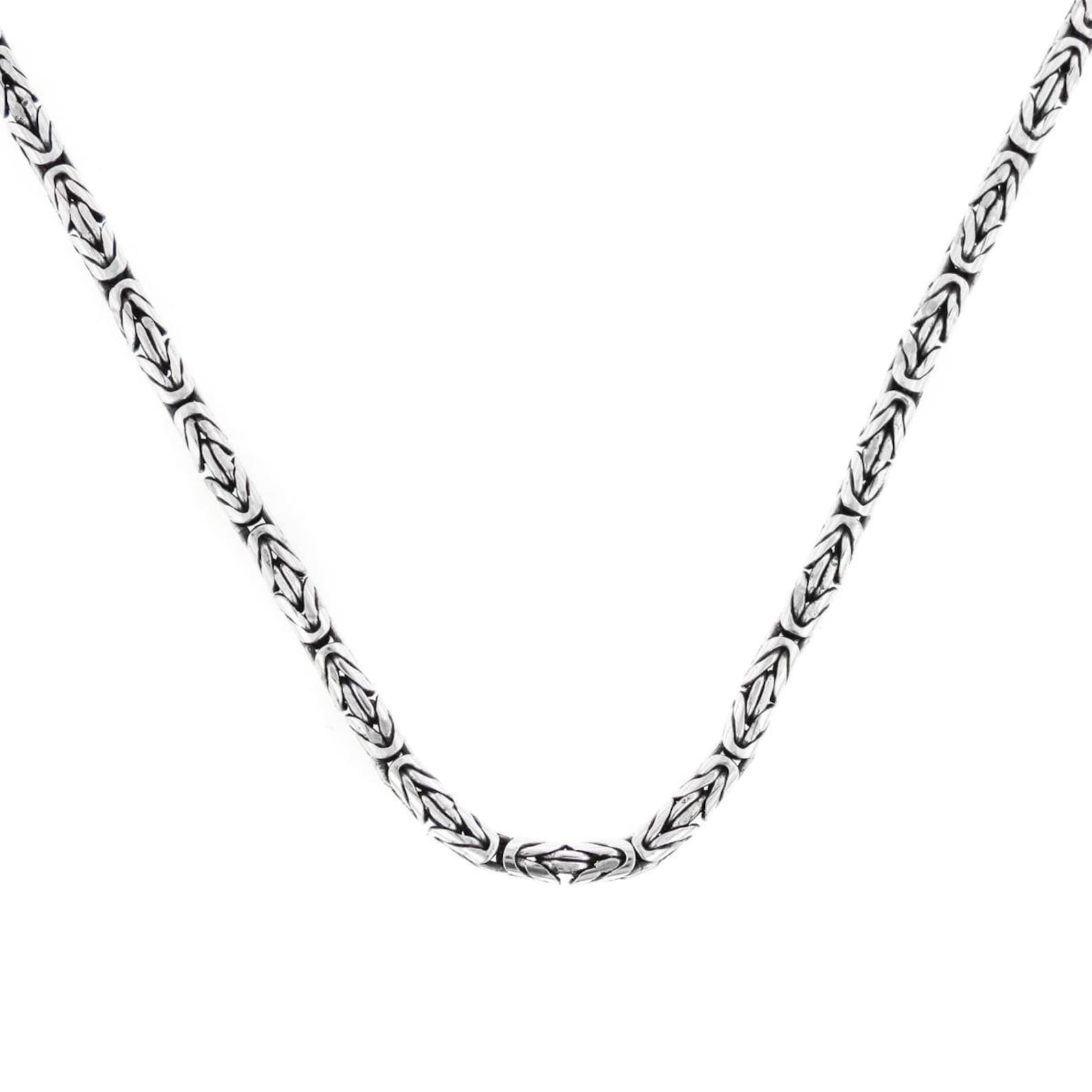 4mm Byzantine Handmade Solid 925 Sterling Silver Chain Necklace With ...