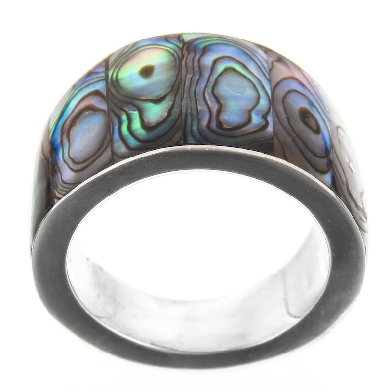 Paua Abalone Shell 925 Sterling Silver Band Ring - Etsy