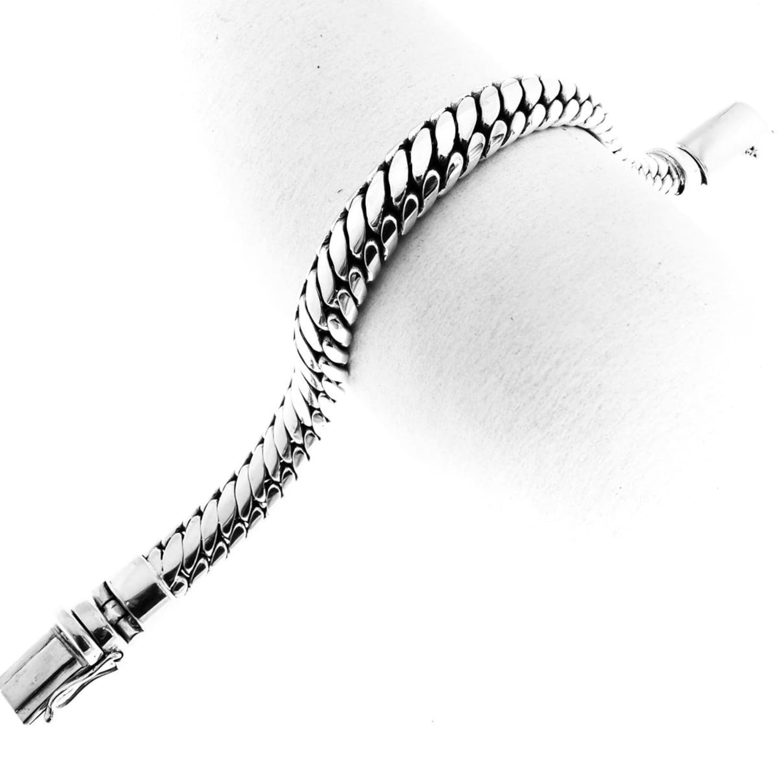 8mm Wide Snake Chain Bali Handmade 925 Sterling Silver Bracelet, 7-9.5 ...