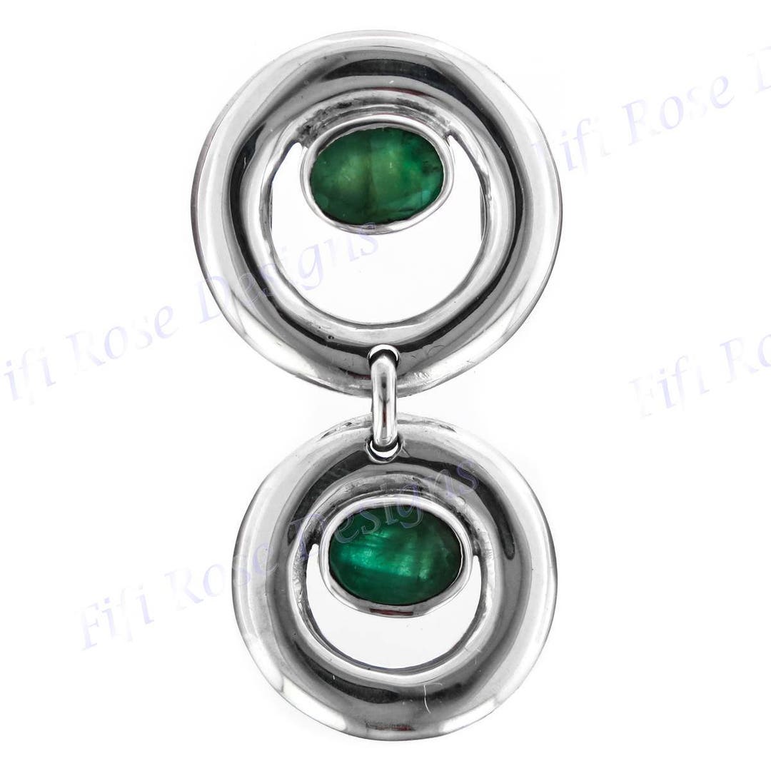 1 1/2 Double Emerald Gems Cast 925 Sterling Silver Pendant - Etsy