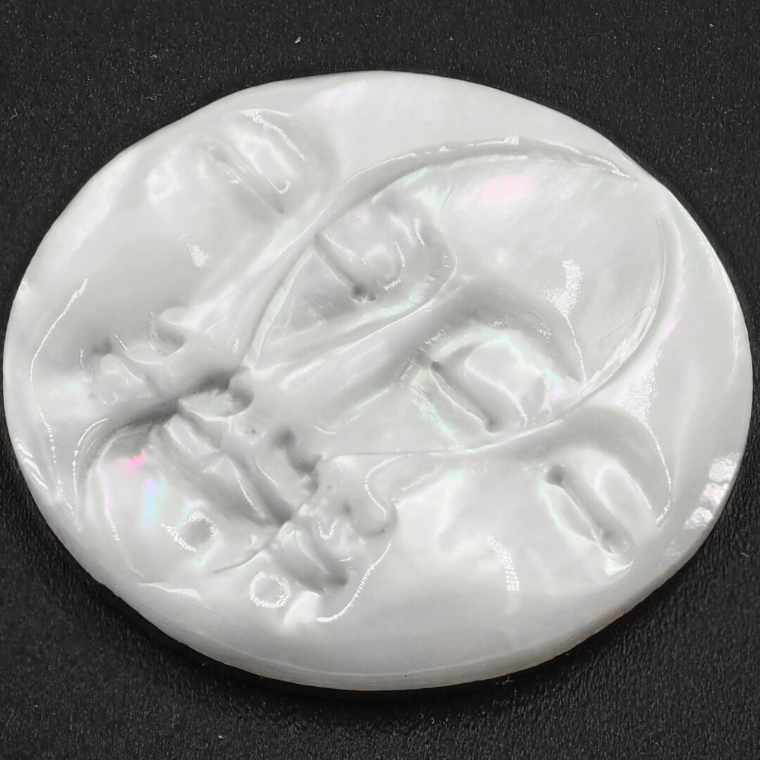 Crescent Moon Sun Face Oyster Mother of Pearl Shell Bead Cab Cabochon ...