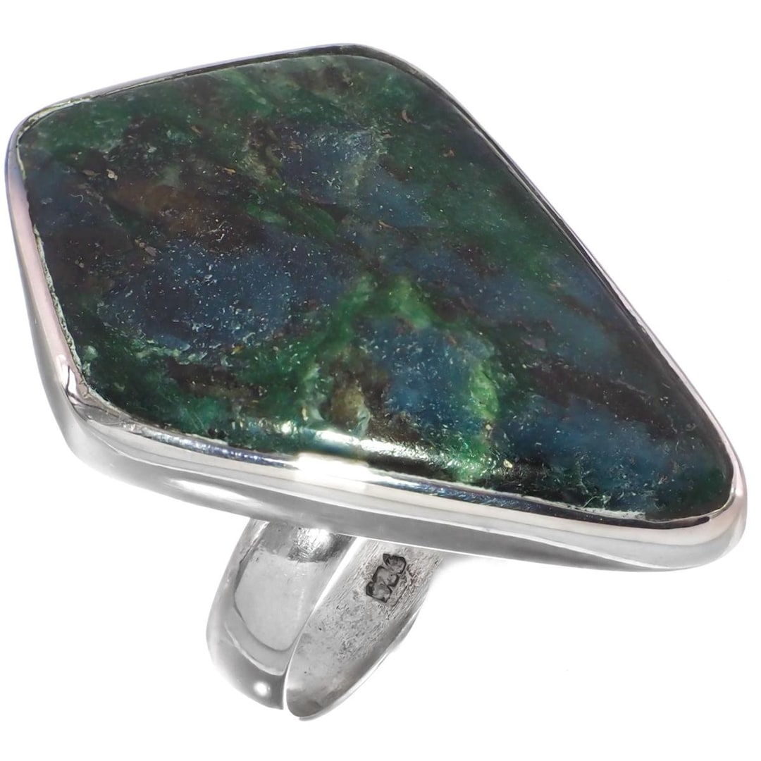 1 1/4" Sparkling Russian Fuchsite 925 Sterling Silver Adjustable Sz 9 ...