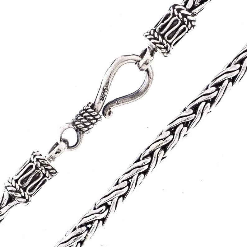 3mm Handmade Wheat Style 925 Sterling Silver Chain Necklace | Etsy