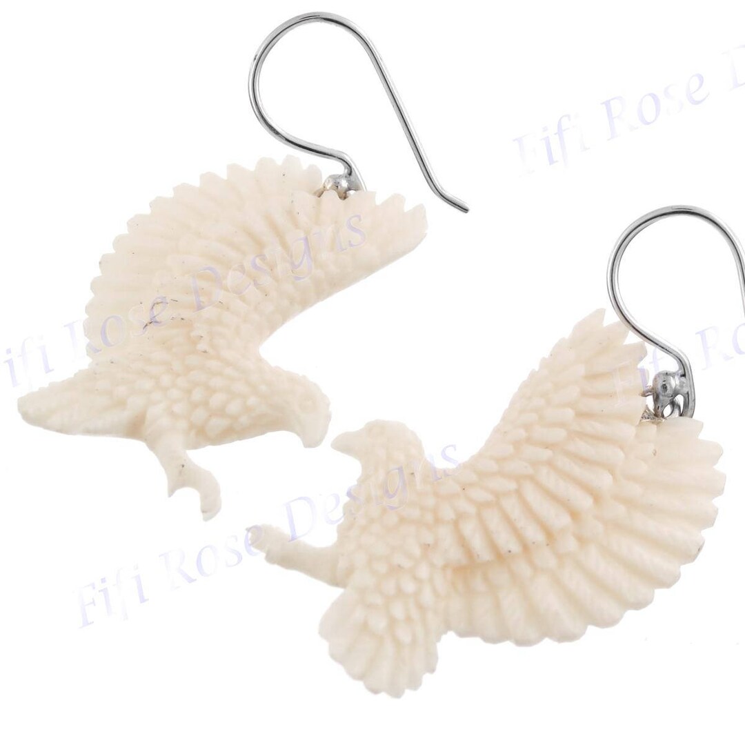 1 1/4" Handmade Hummingbird Colibri Bird Bison Bone 925 Sterling Silver ...