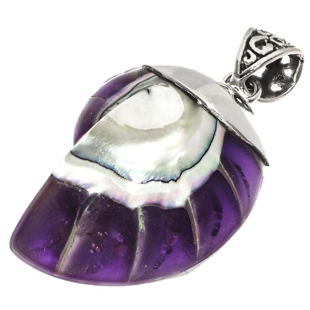 925 Sterling Silver Purple Iridescent Nautilus Shell in Sterling ...