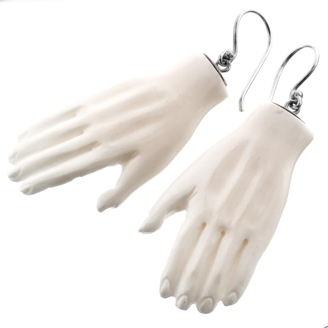 1 3/4" Frida Khalo Picasso Hand Made Bison Bone 925 Sterling Silver ...
