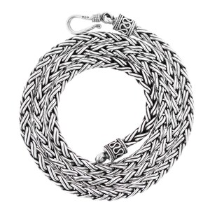 4mm Wheat Style Handmade Solid 925 Sterling Silver Chain Necklace With ...