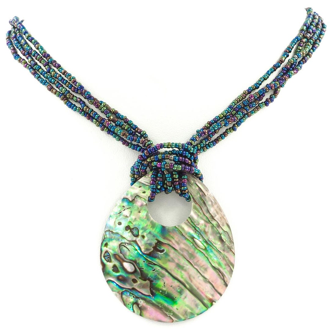65mm Paua Abalone Shell Pendant Peacock Seed Beads Necklace, 2 9/16" - Etsy
