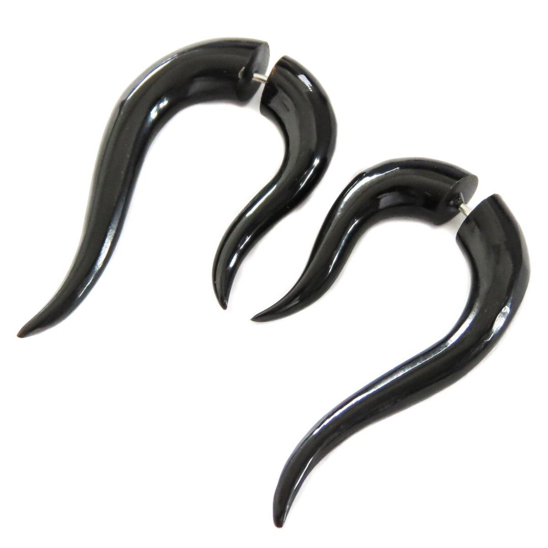 1 11/16" Cheater Fake Gauge Cow Horn Hand Carving Post Earrings - Etsy