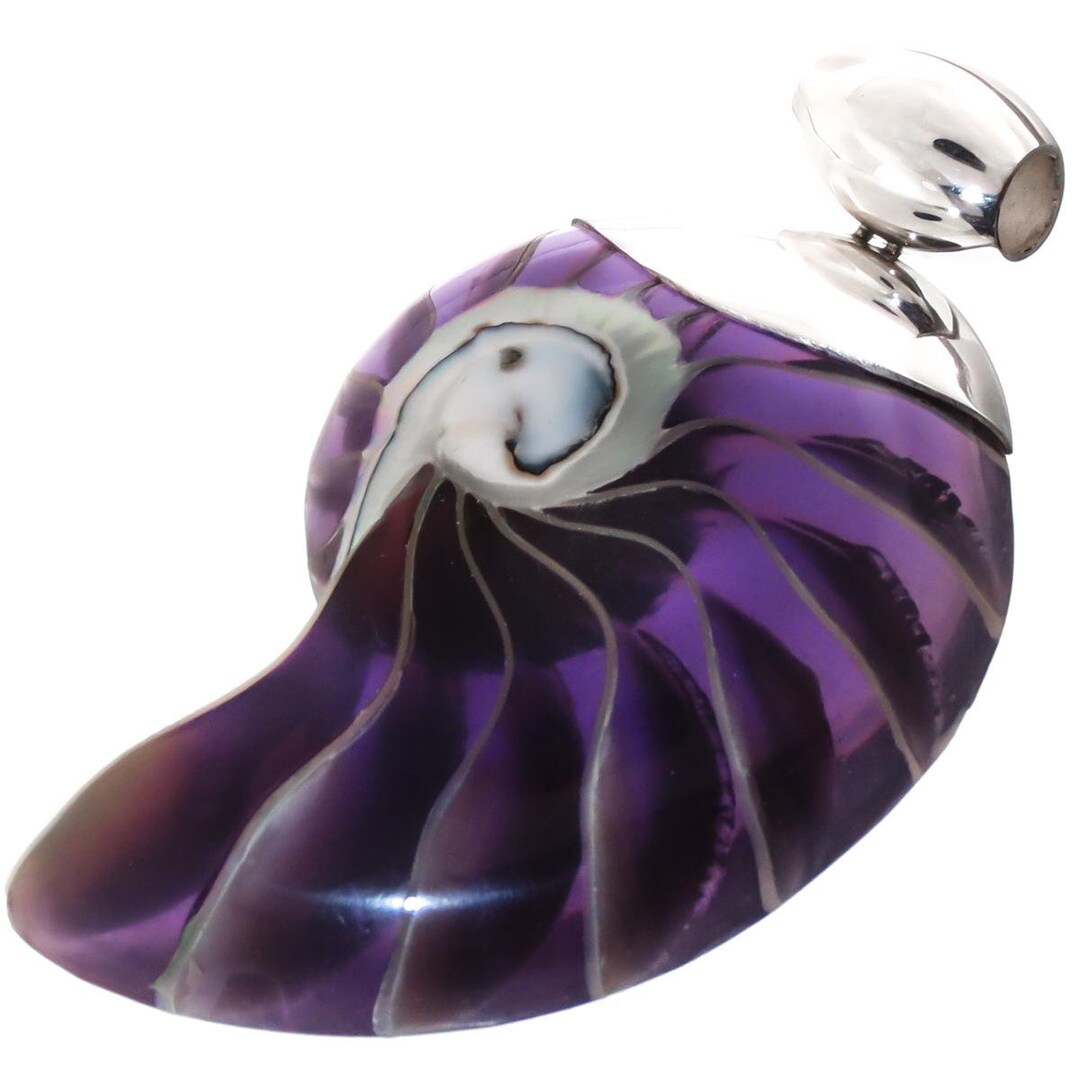 2 3/8" Cool Purple Open Nautilus Shell Sterling Silver Pendant - Etsy