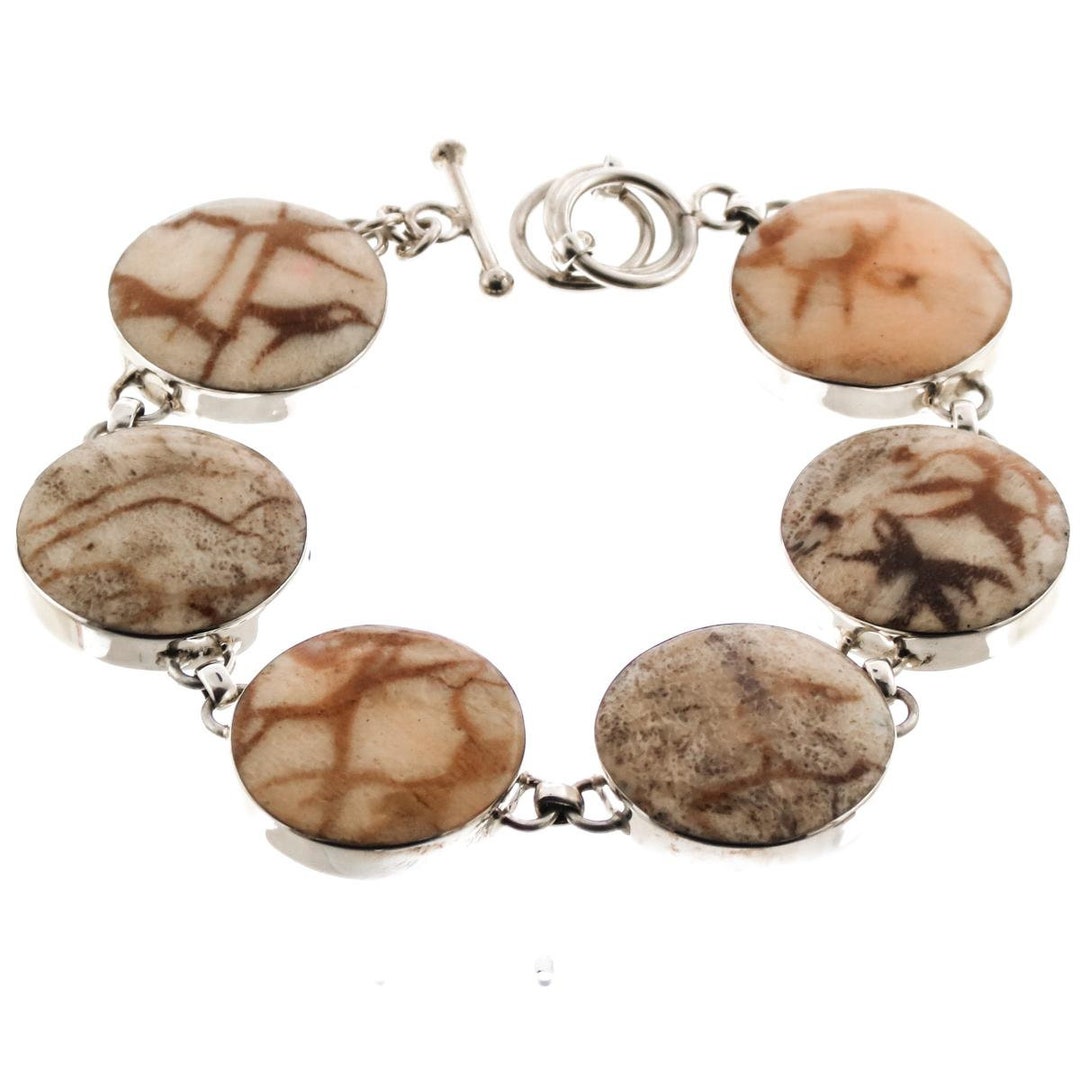 7"-8" Round Natural Sponge Coral 925 Sterling Silver Bracelet - Etsy