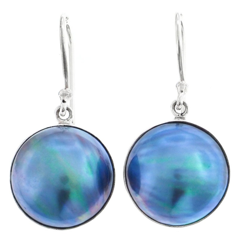 11/16 Iridescent Luster Blue Mabe Pearl 925 Sterling - Etsy