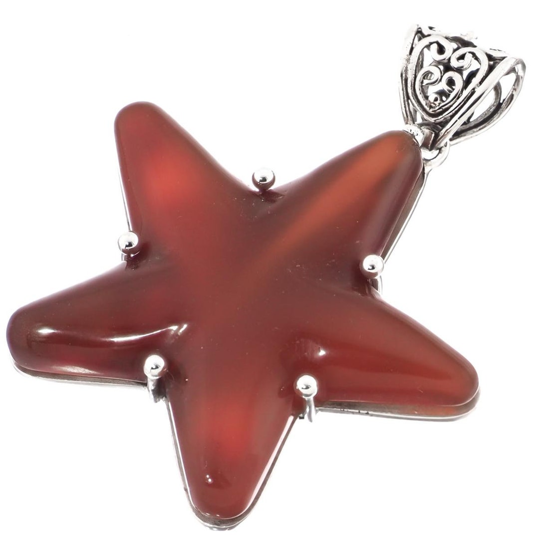 2" Handmade Carnelian Star in 925 Sterling Silver Pendant - Etsy