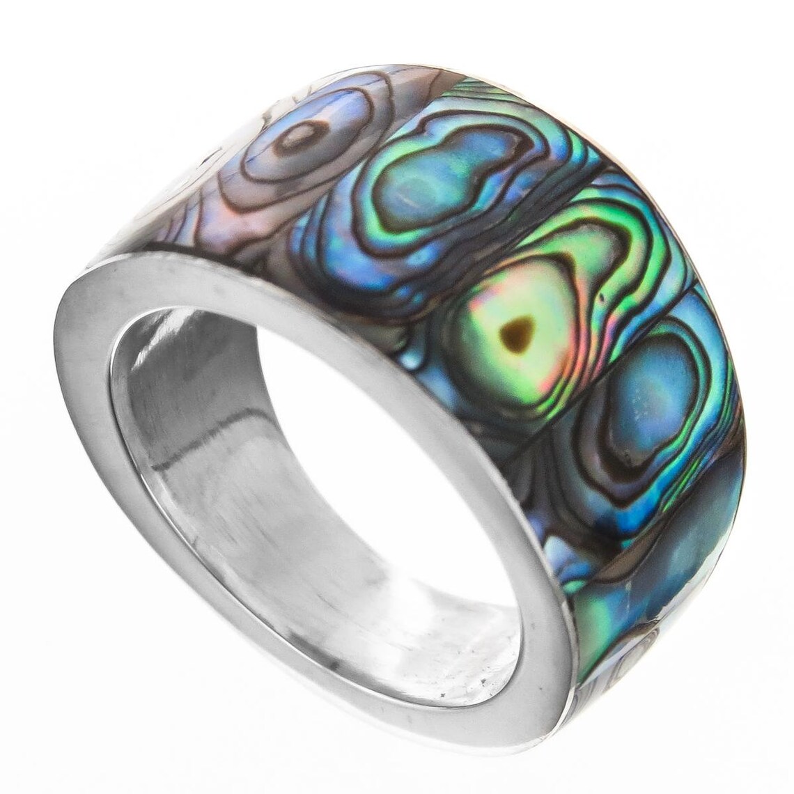 Paua Abalone Shell 925 Sterling Silver Band Ring | Etsy