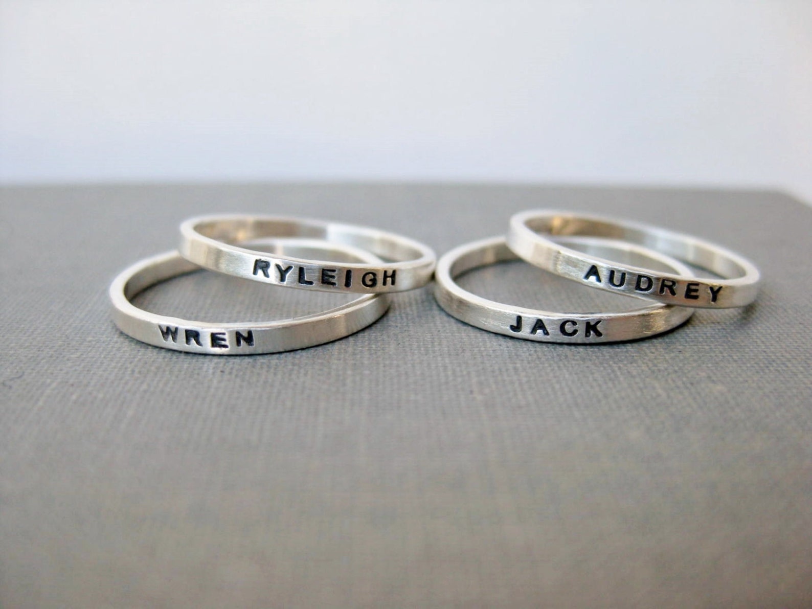 Sets of 2mm Rings Personalized Ring Set Set of Stamped | Etsy