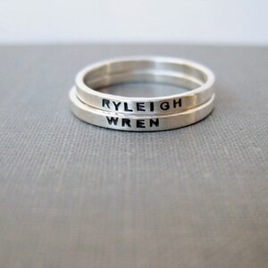 Sets of 2mm Rings Personalized Ring Set Set of Stamped | Etsy