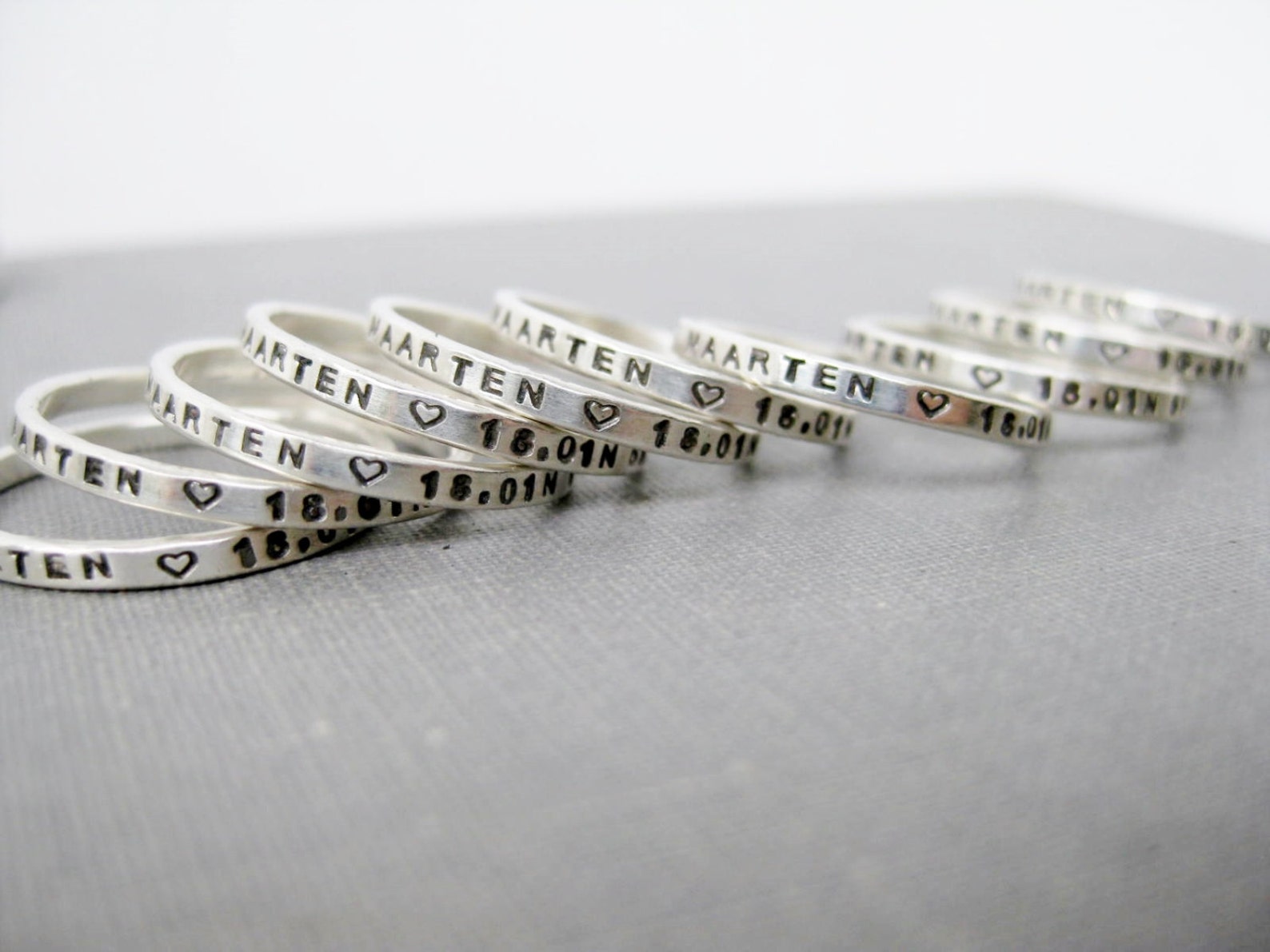 Sets of 2mm Rings Personalized Ring Set Set of Stamped | Etsy