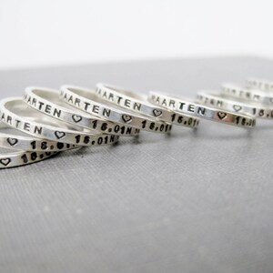 Sets of 2mm Rings Personalized Ring Set Set of Stamped - Etsy