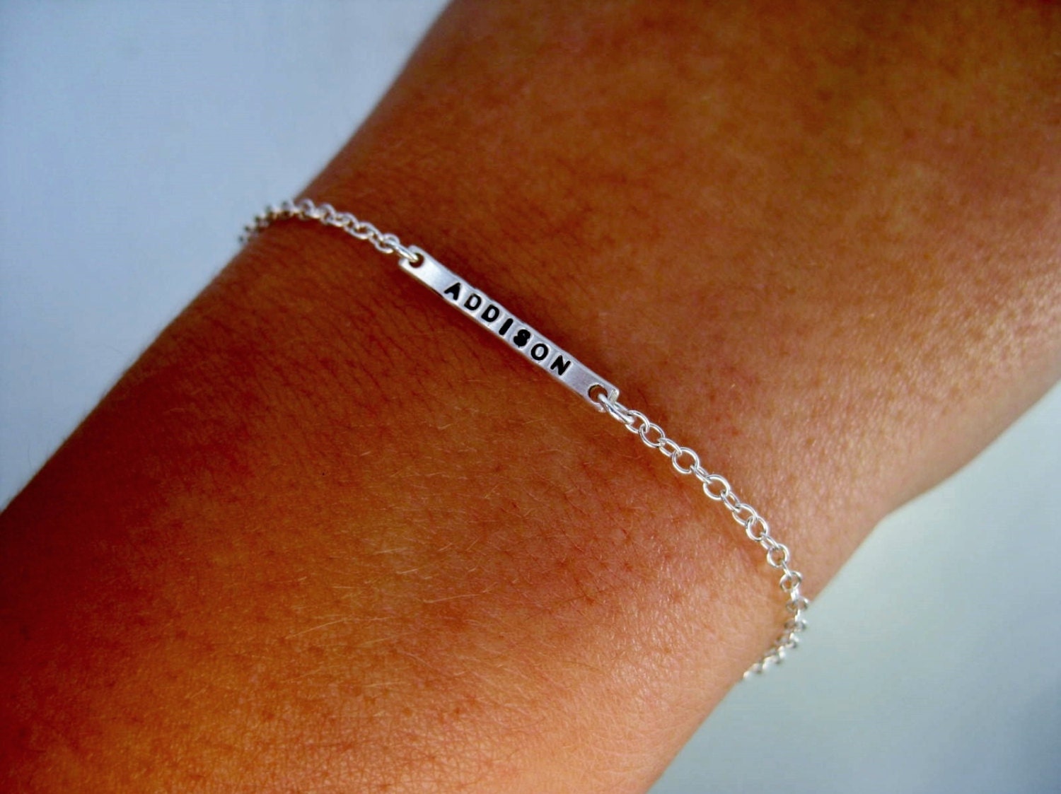 Personalized Bar Bracelet Delicate Sterling Stamped | Etsy Canada