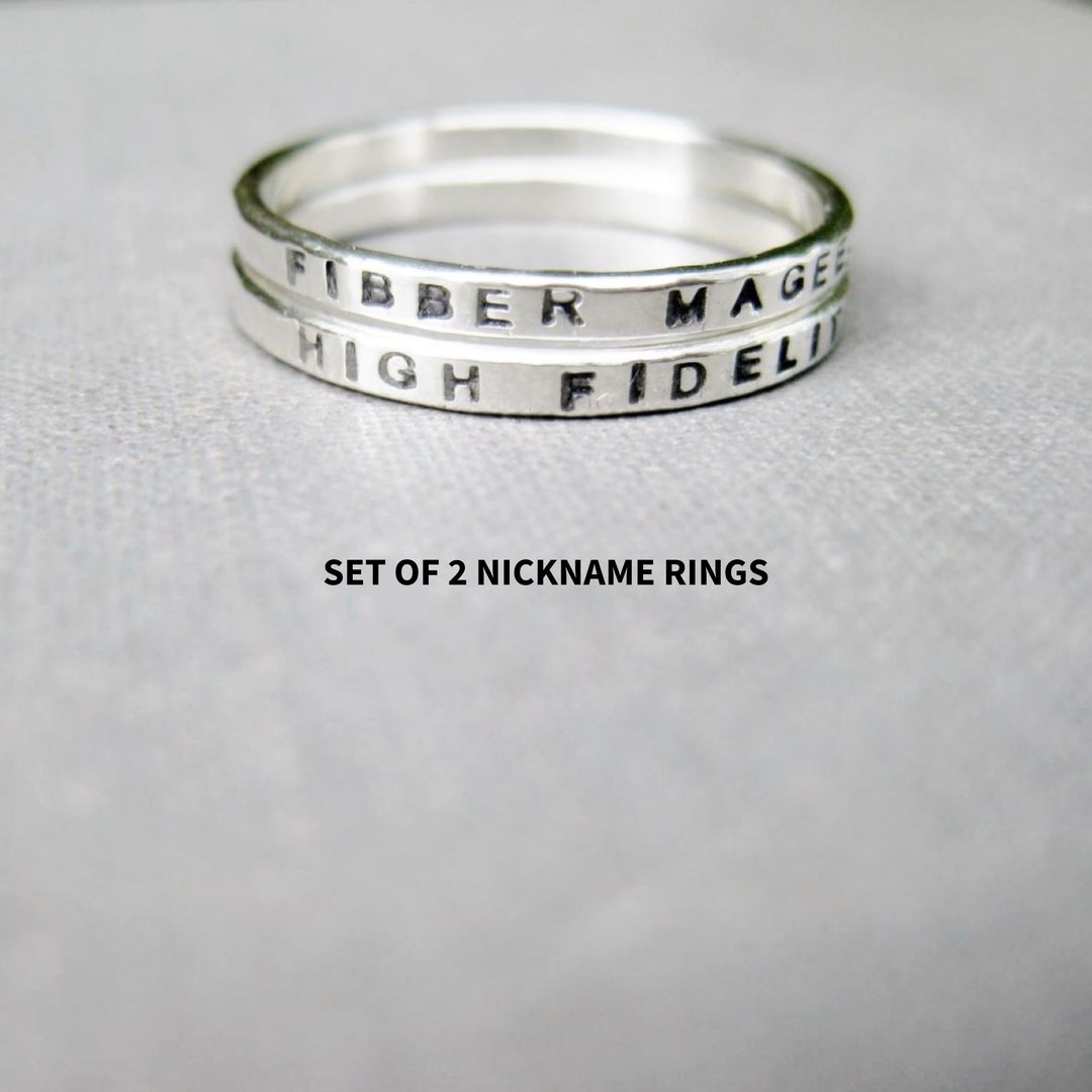 Nickname Set of 2 Sterling Stacking Rings Personalized Ring Jewelry ...