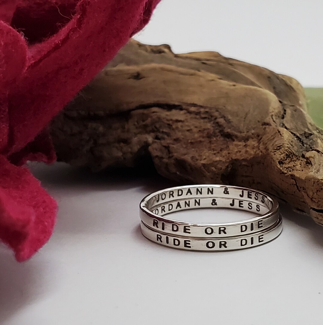 Ride or Die Best Friend Set of 2 Sterling Stacking Rings | Personalized ...