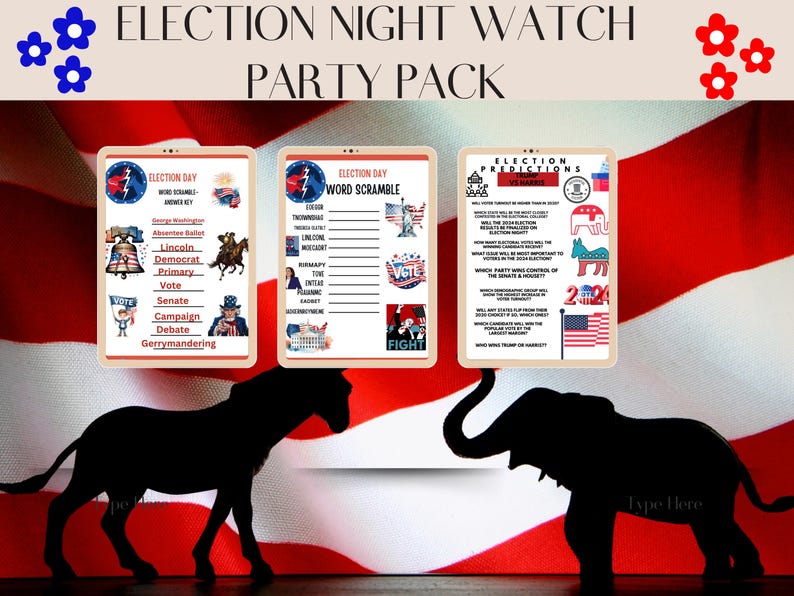 Election Night Party Printables Pack – Fun Election Games, Trivia ...