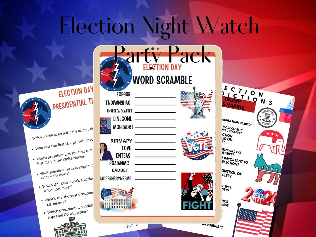 Election Night Party Printables Pack – Fun Election Games, Trivia ...