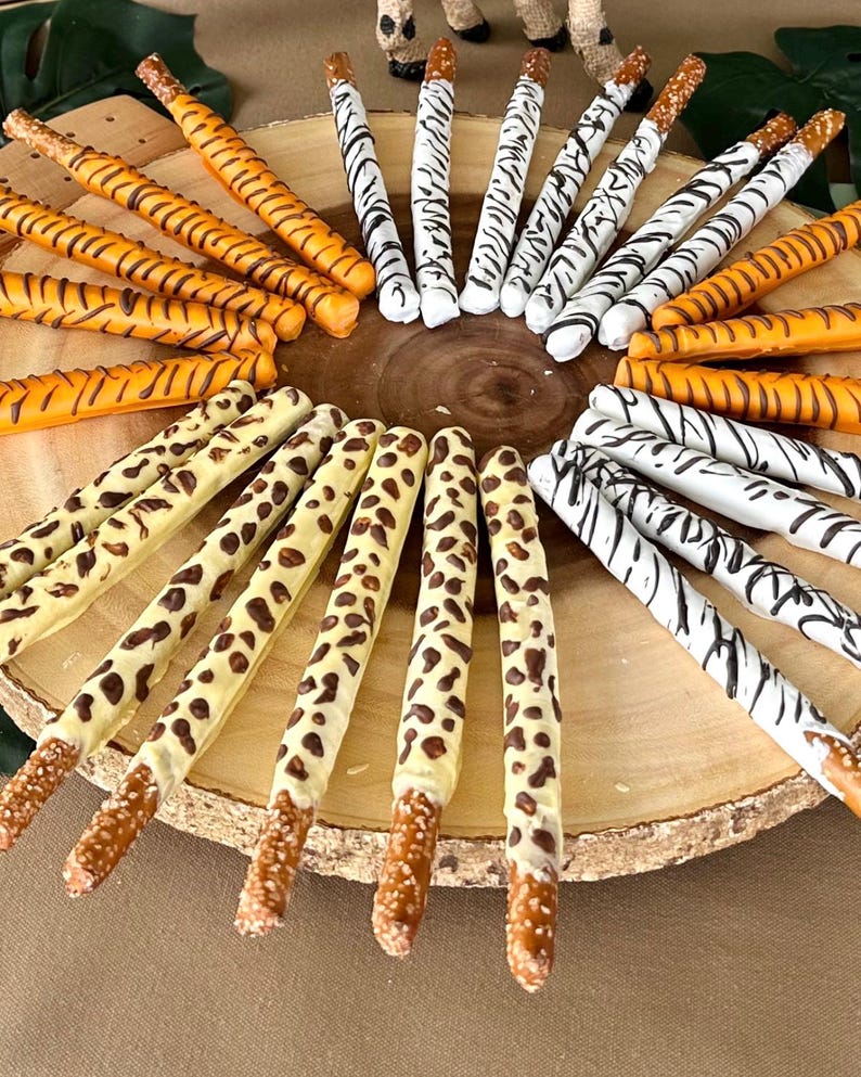 24 Safari Theme Chocolate Covered Pretzels, Safari Birthday Safari Baby ...