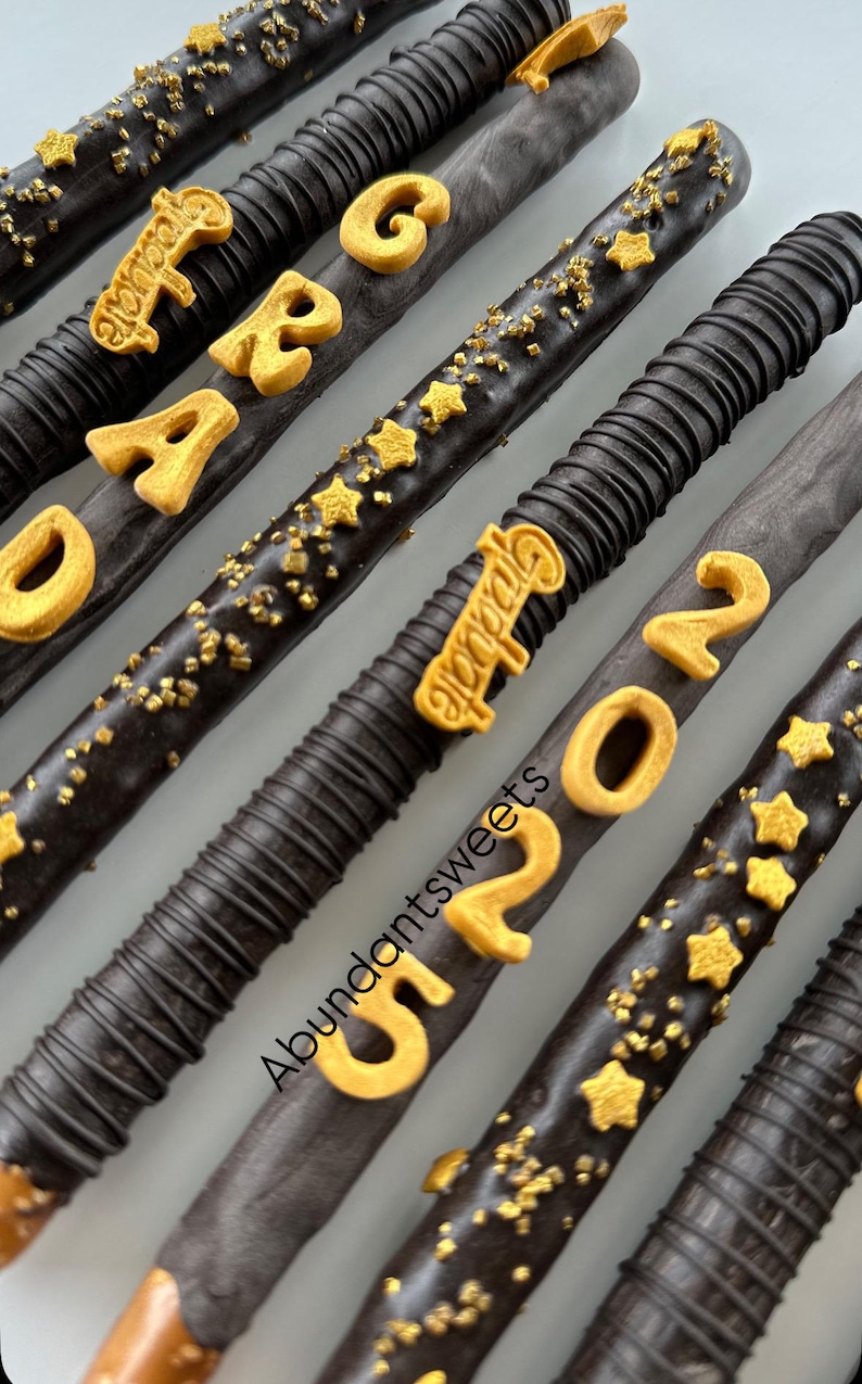 Graduation Chocolate Covered Pretzel Rods With Fondant Details - Etsy