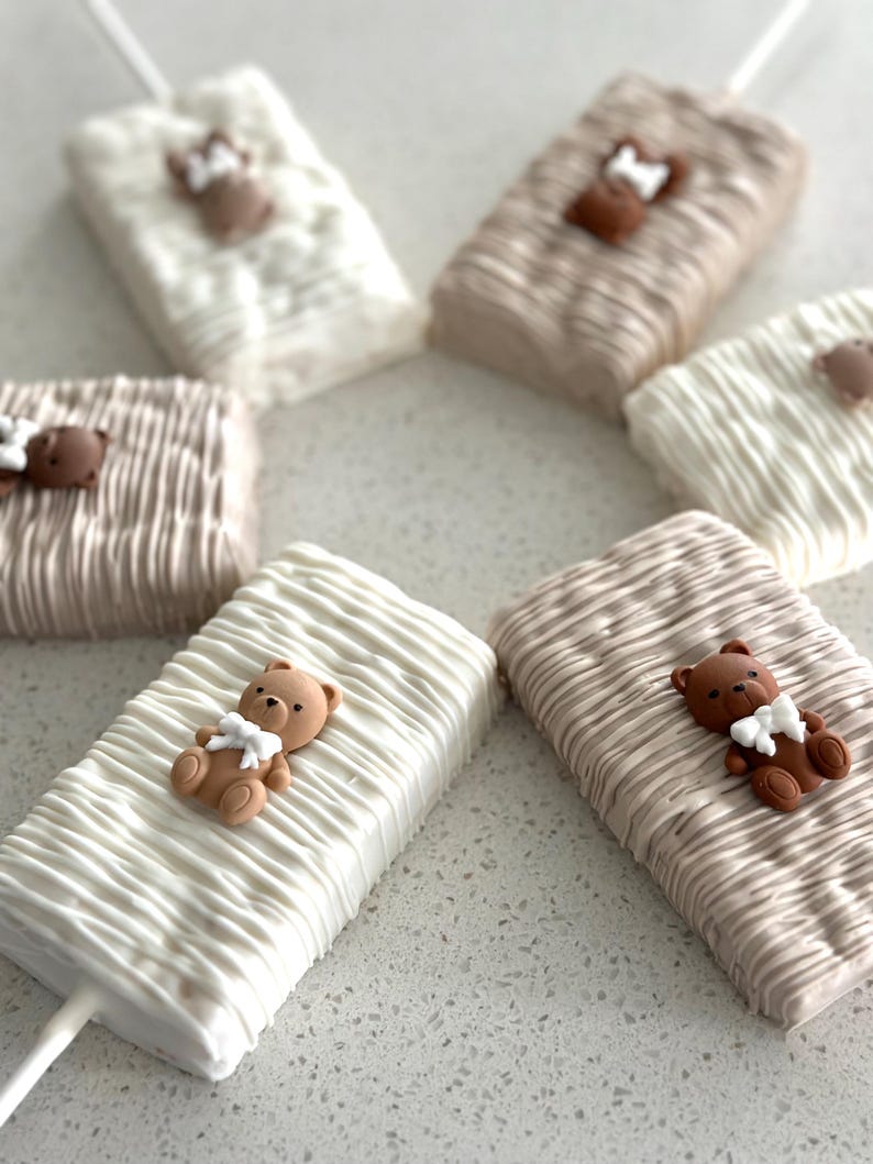 Teddy Bear Theme Chocolate Covered Rice Crispy Bear Theme Rice Crispy ...