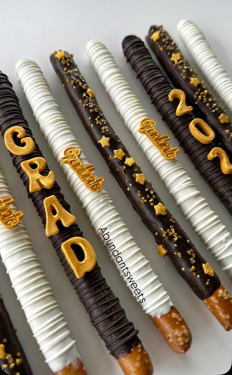 Graduation Chocolate Covered Pretzel Rods With Fondant Details - Etsy