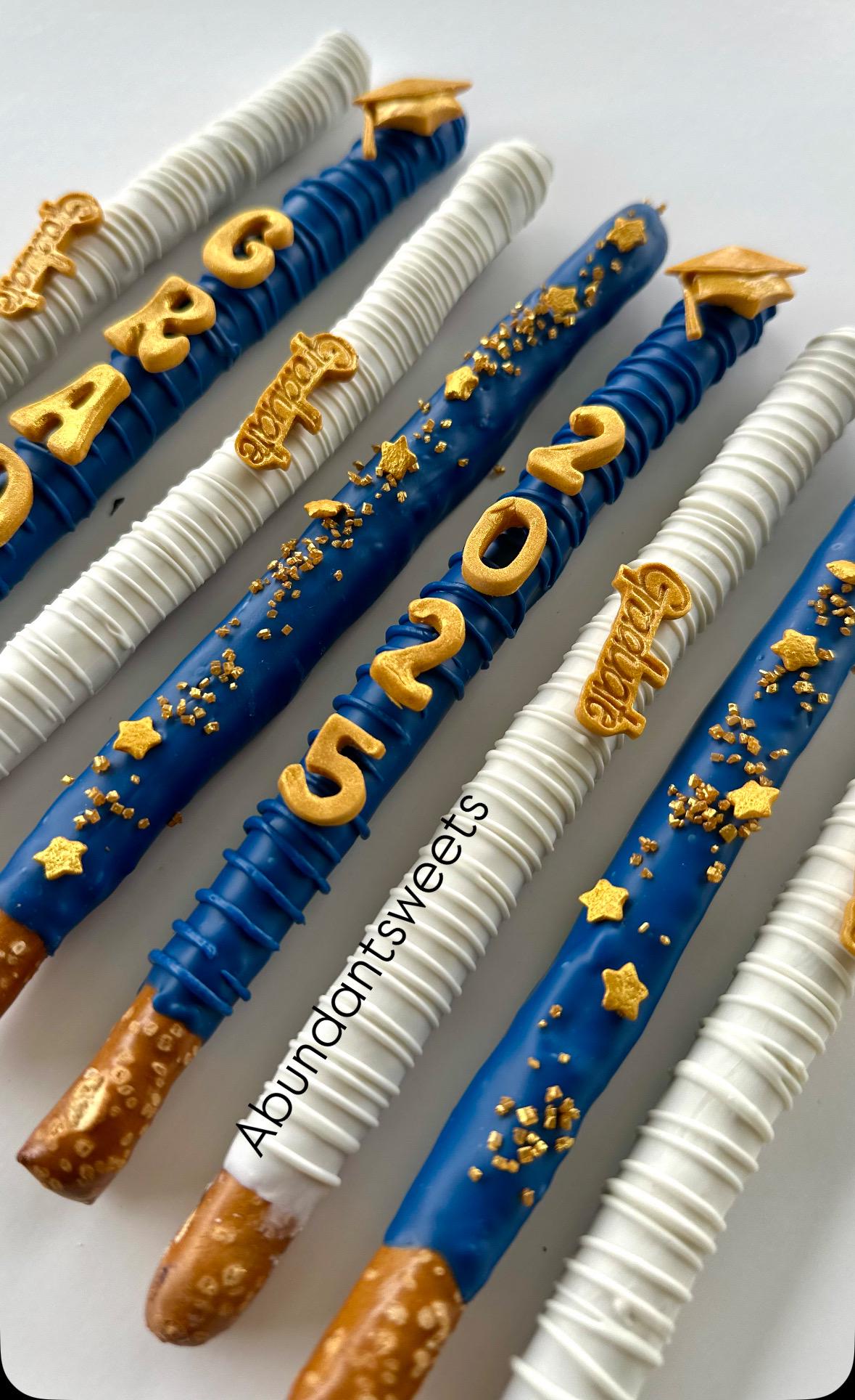 Graduation Chocolate Covered Pretzel Rods With Fondant Details - Etsy