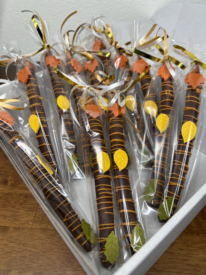 Thanksgiving Chocolate Covered Pretzels | Fall Leaf Treats - Etsy