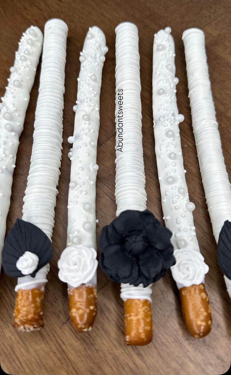 Wedding Favors Chocolate Dipped Pretzels Rods Bridal Shower Favors ...