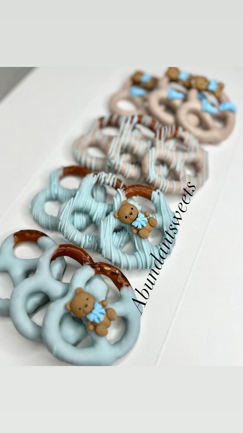 Teddy Bear Theme Chocolate Covered Pretzels Bear Theme Pretzels Teddy ...