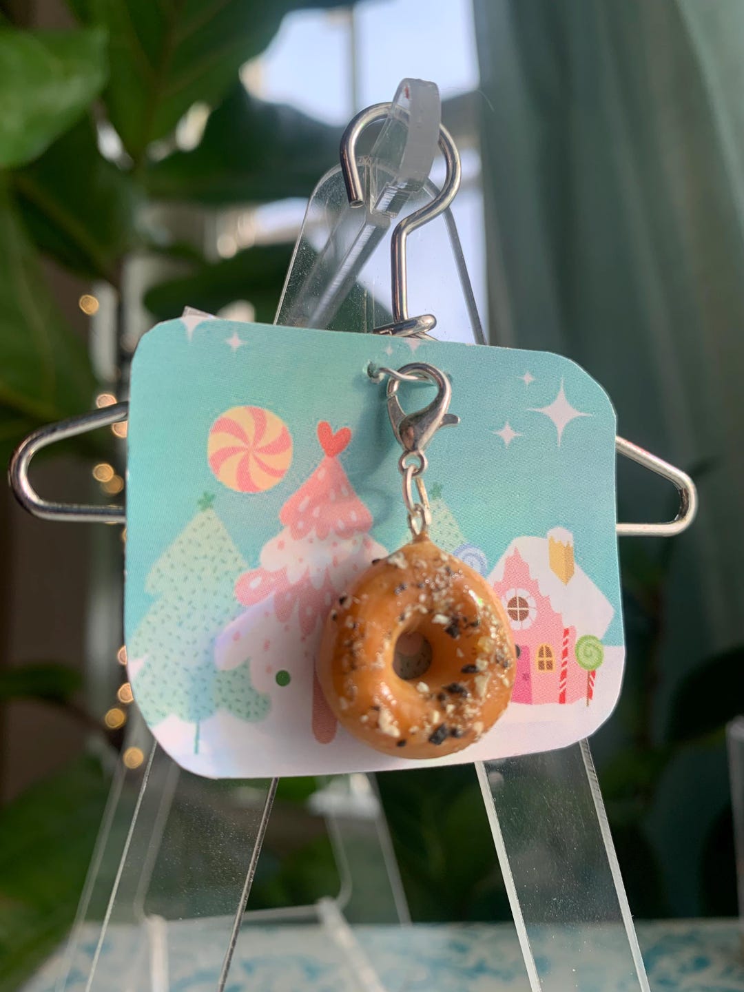 Mini Everything Bagel Charm, Polymer Clay Tiny Food Holiday Winter ...