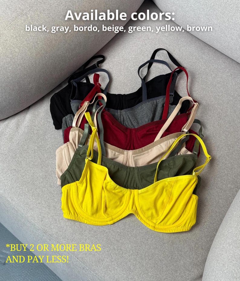 Organic Cotton Underwire Bra: Classic Everyday Comfort, 7 Colors - Etsy