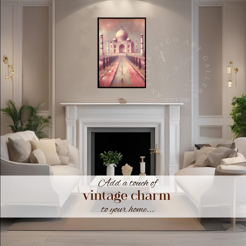 Vintage Taj Mahal Print: Retro India Oil Painting (digital Download) - Etsy