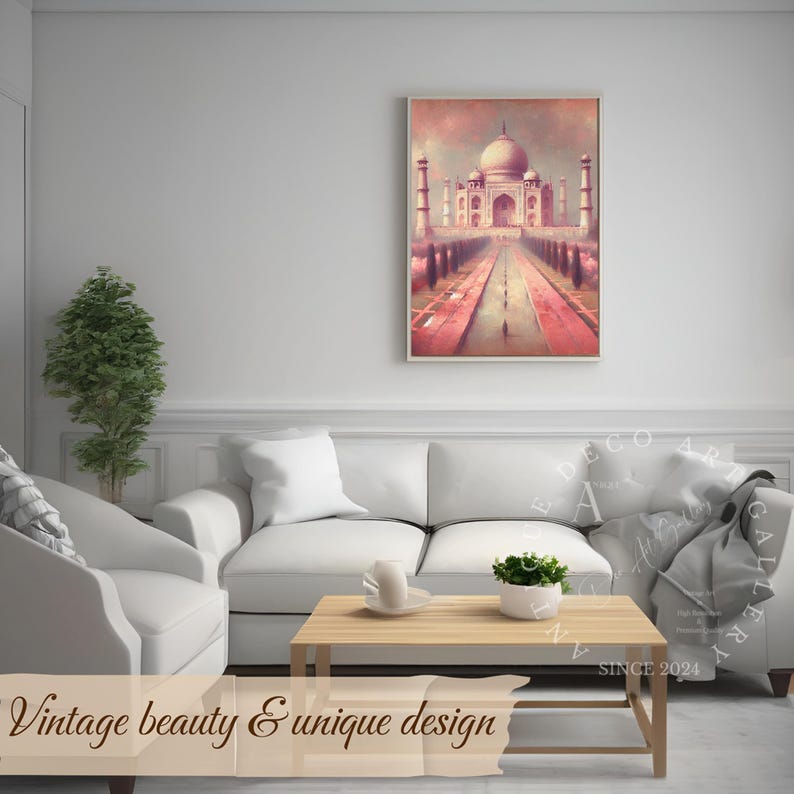 Vintage Taj Mahal Print: Retro India Oil Painting (digital Download) - Etsy
