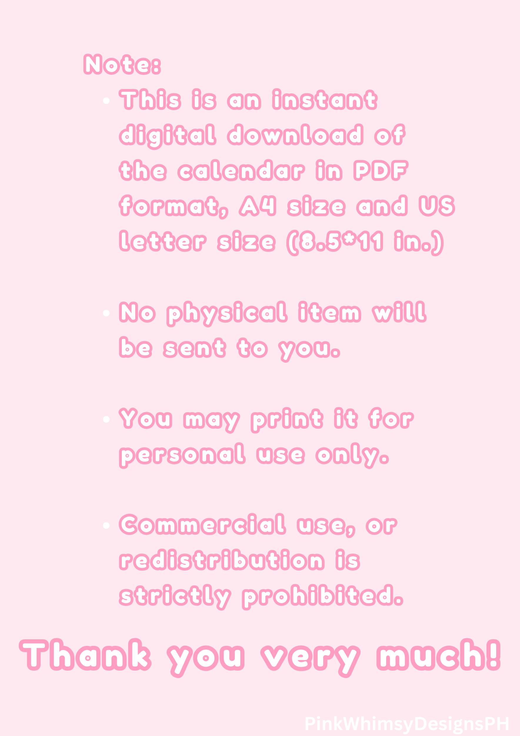 2025 Sakura Calendar, 2025 Printable Calendar, 2025 Cherry Blossoms ...
