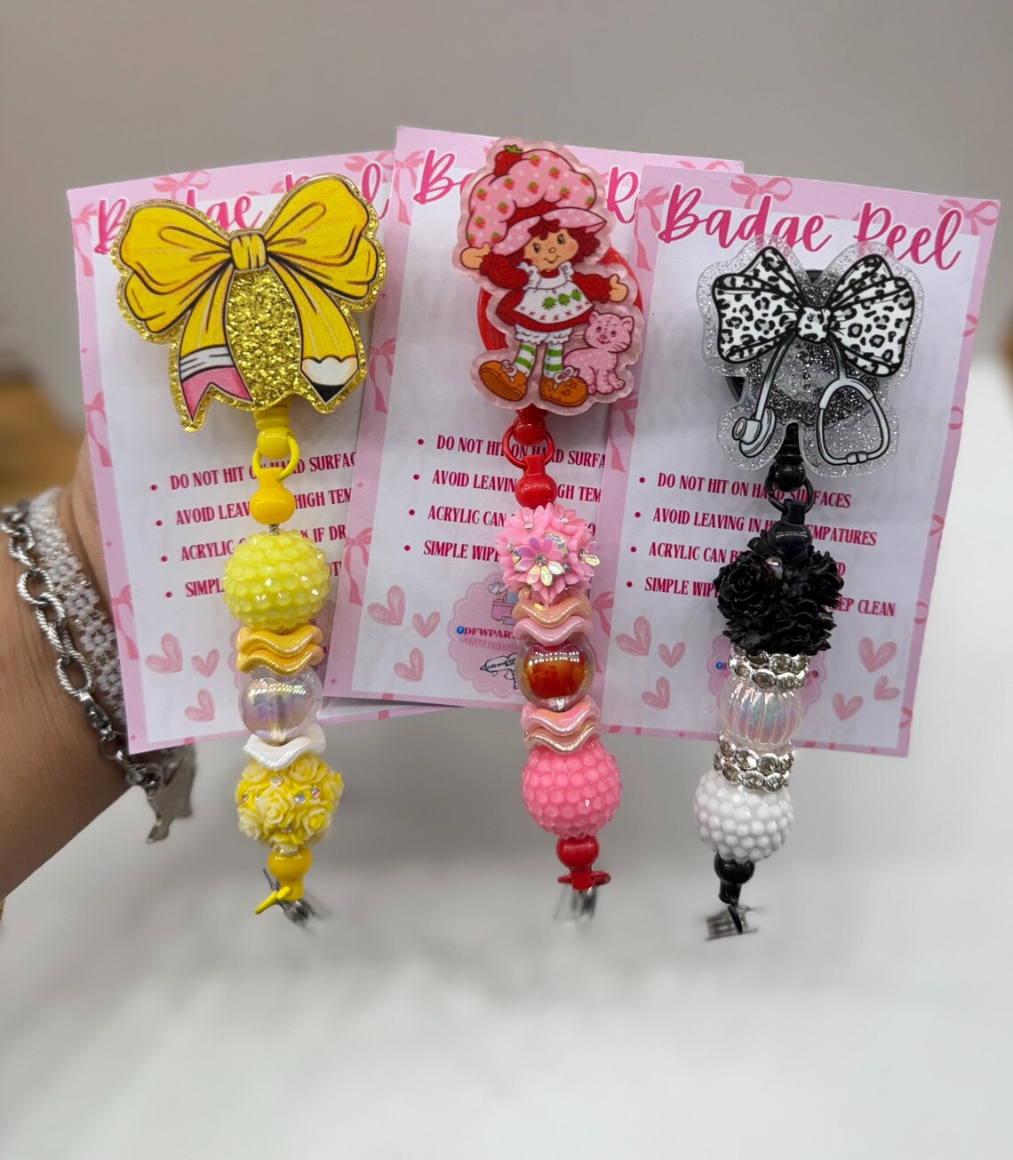 Beaded Badge Reel: Custom Acrylic Design - Etsy